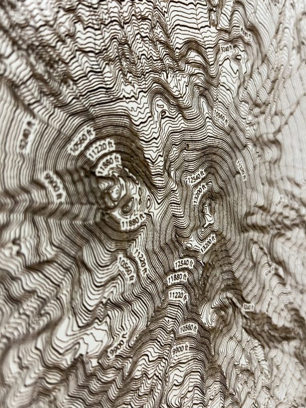 Mt Shasta Wooden Topo Map | Burnt Laser-Cut Wall Map