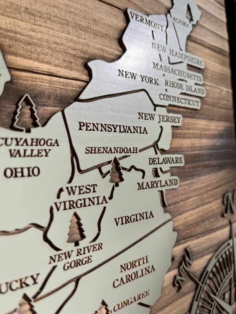 Donner Lake, California Wood Topo Map | Burnt Laser-Cut Wall Map