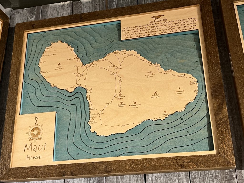 Maui, Hawaii - 3D Wood Map, Custom Lake Map Artwork