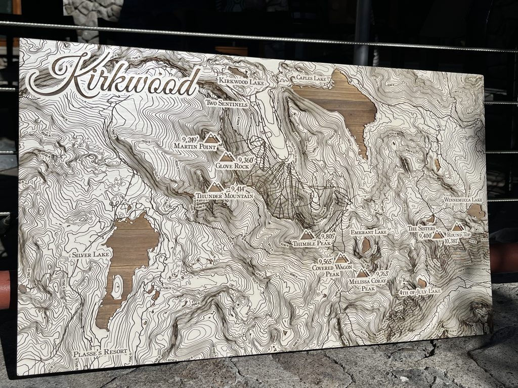Kirkwood, California Wooden Street Map | Burnt Laser-Cut Wall Map