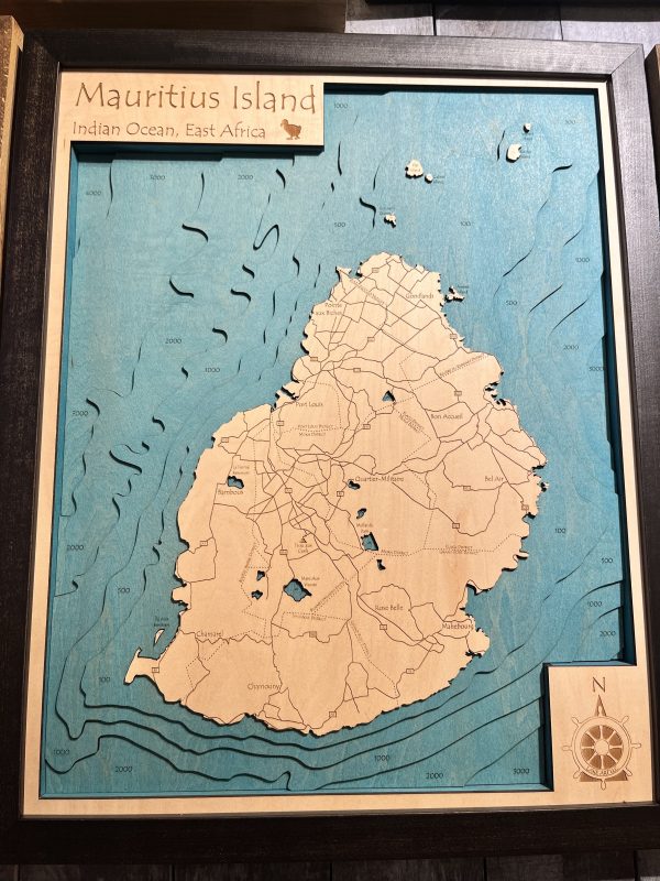 Mauritius - 3D Wood Map, Custom Nautical Map Art