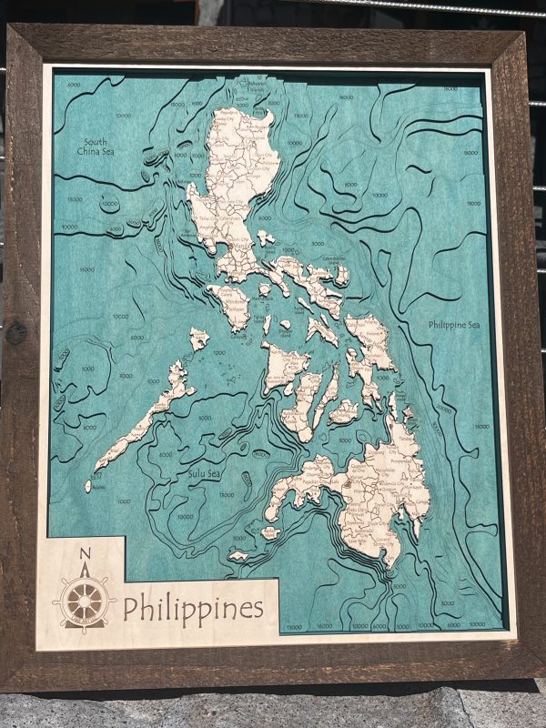 Philippines - 3D Wood Map, Custom Nautical Map Art