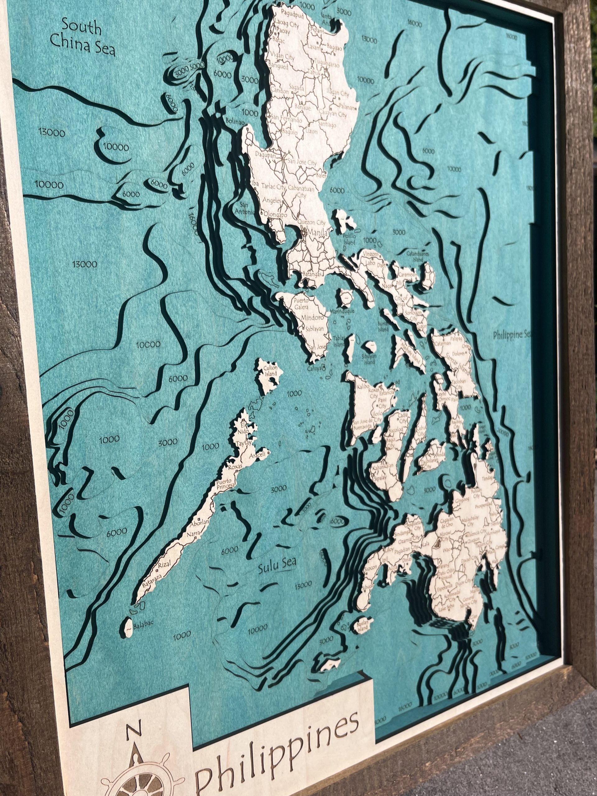 Philippines - 3D Wood Map, Custom Nautical Map Art
