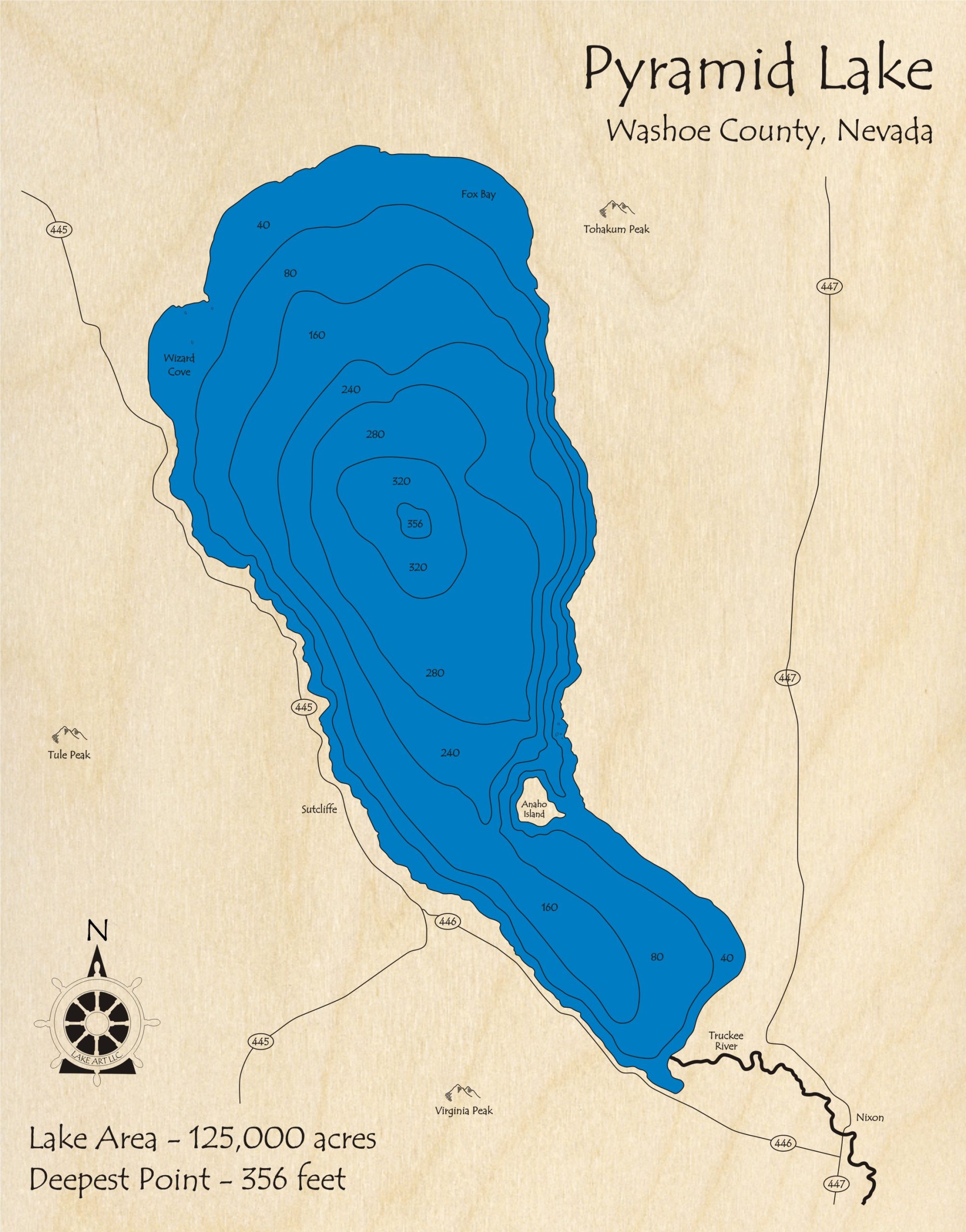 Diamond Lake, IL - 3D Wood Map, Custom Lake Map Artwork (Copy)
